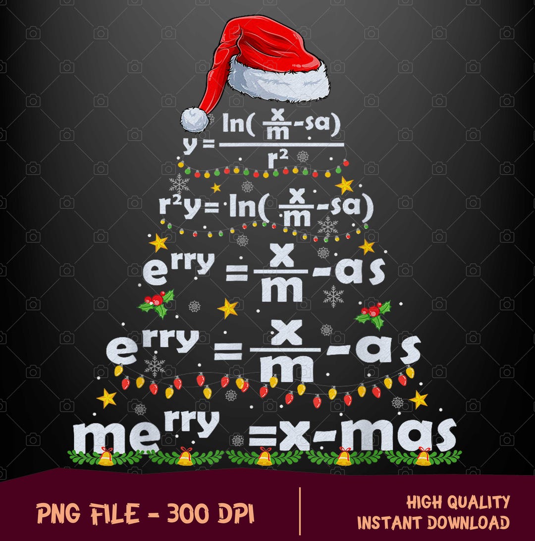 Merry Christmas Math Tree Png, Girly Christmas Sublimation Design ...