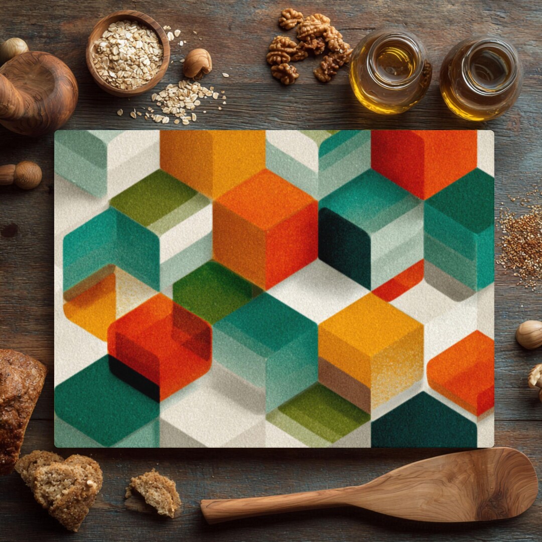 Retro Hexagon Glass Cutting Board: Mid-century Modern Kitchen Decor - Etsy