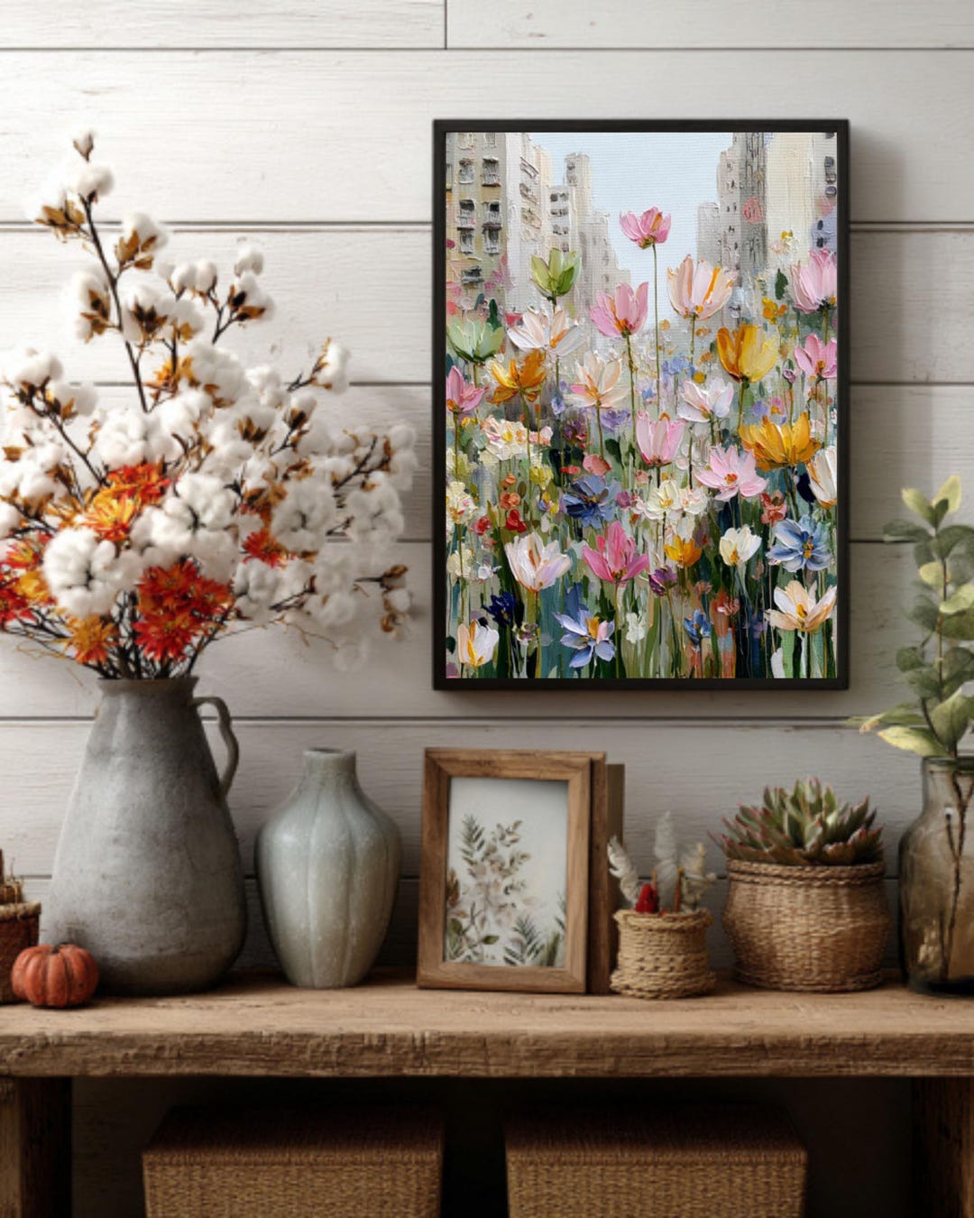 Pastel City Flower Field Art – Watercolor Tulips & Spring Blooms With ...
