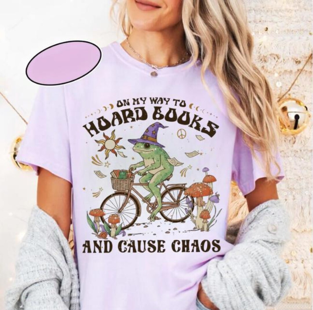On My Way to Hoard Books and Cause Chaos Png, Tomfoolery Png, Retro ...