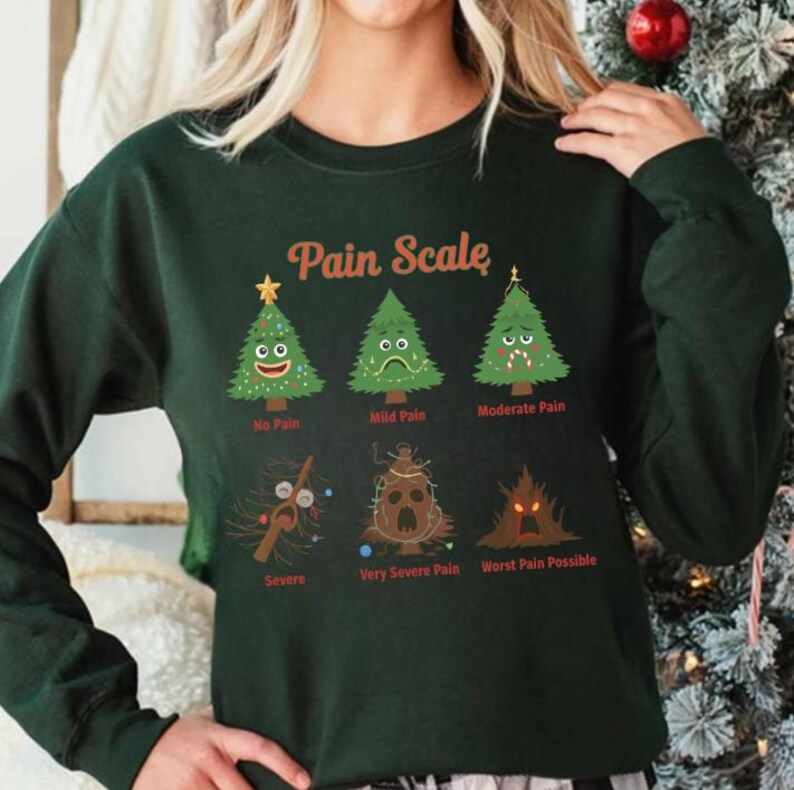 Funny Christmas Nurse Png, Pain Scale Christmas Tree Png, Christmas Png ...