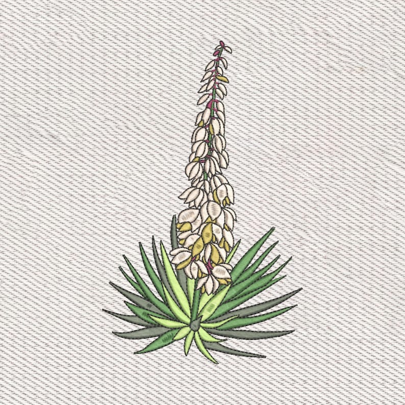 Yucca Embroidery Design: Desert Plant Pattern, Southwestern Floral ...