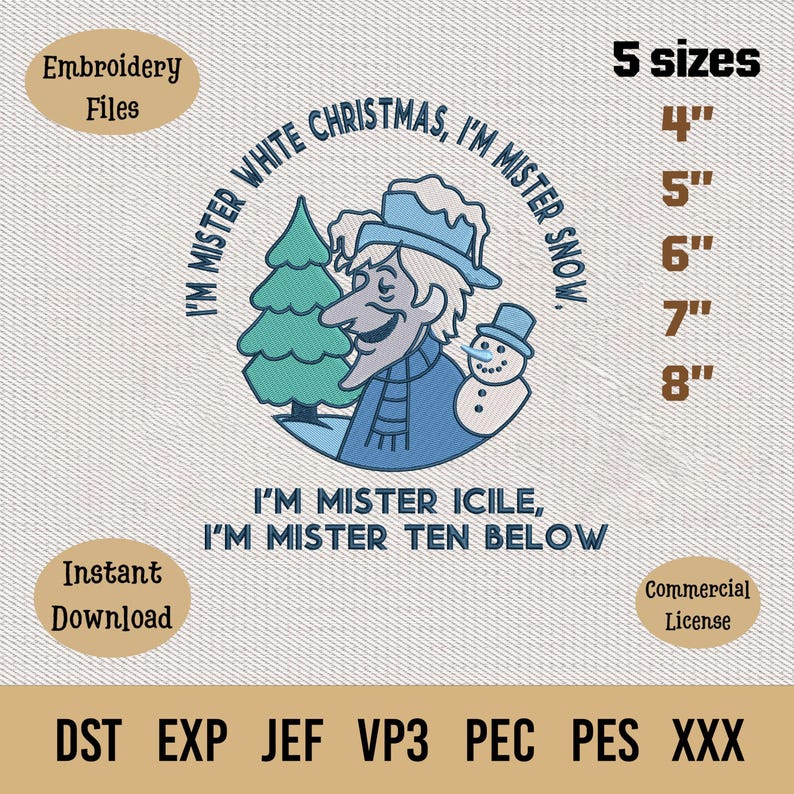 Snow Miser Embroidery Design: Mister Snow, Christmas Movie Character ...