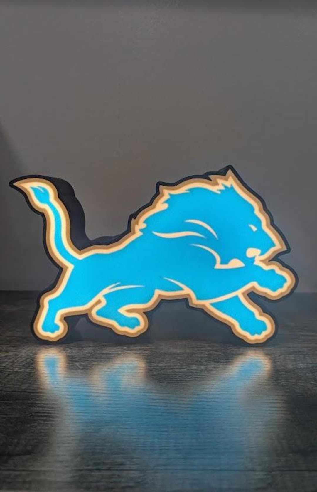 Detroit Lions 3D LED Light Box: Custom Fan Gift, Fan Cave - Etsy