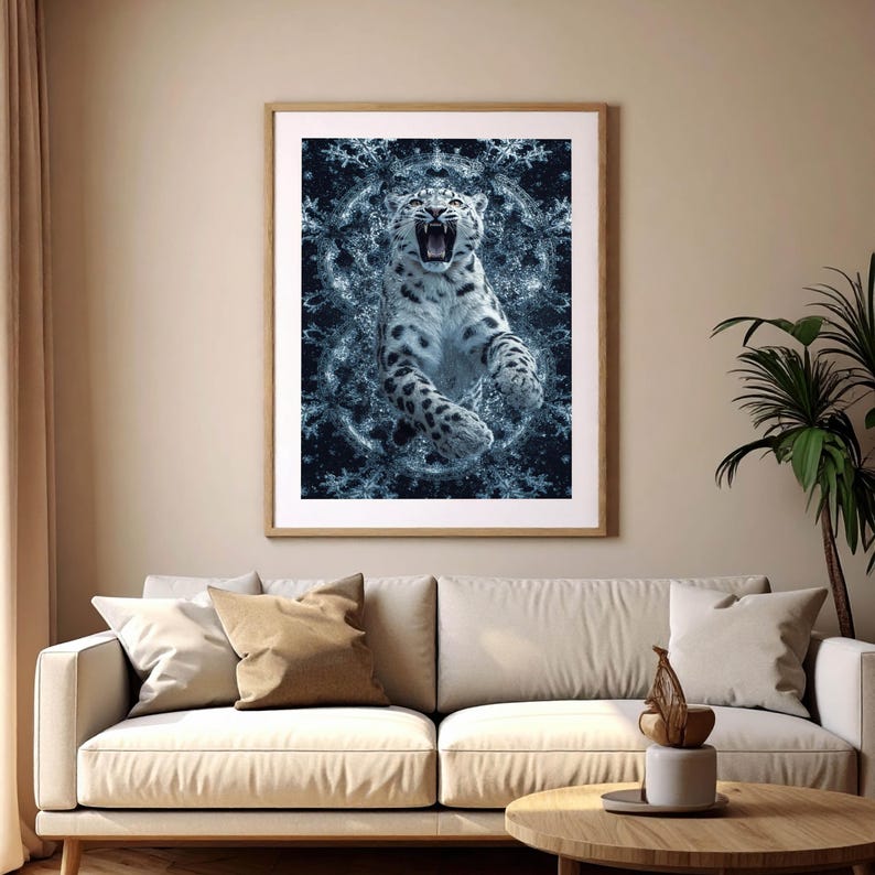 Icebound Fury | Snow Leopard Wall Art | Winter Power Animal Print ...