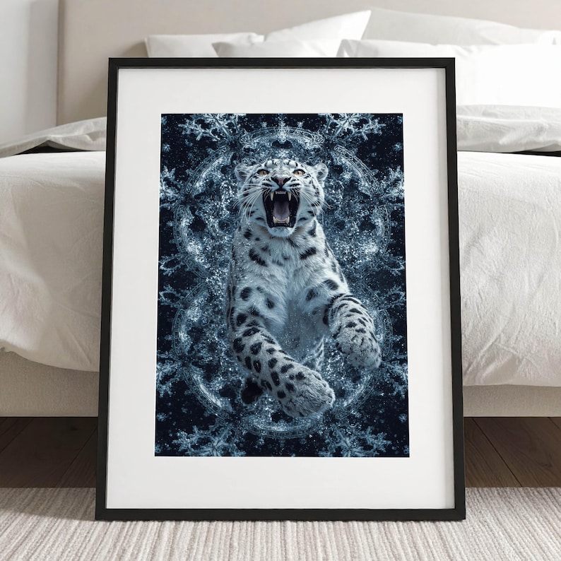 Icebound Fury | Snow Leopard Wall Art | Winter Power Animal Print ...