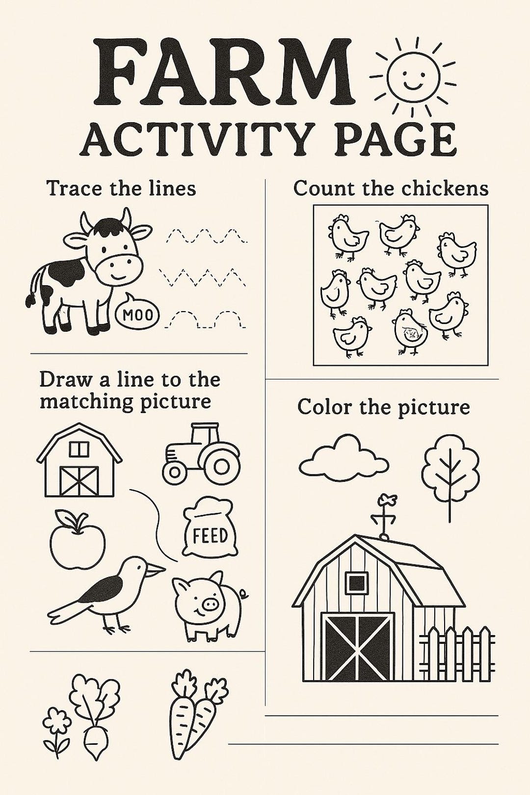 Farm Activity Pages for Kids | Preschool - Kindergarten Printable ...