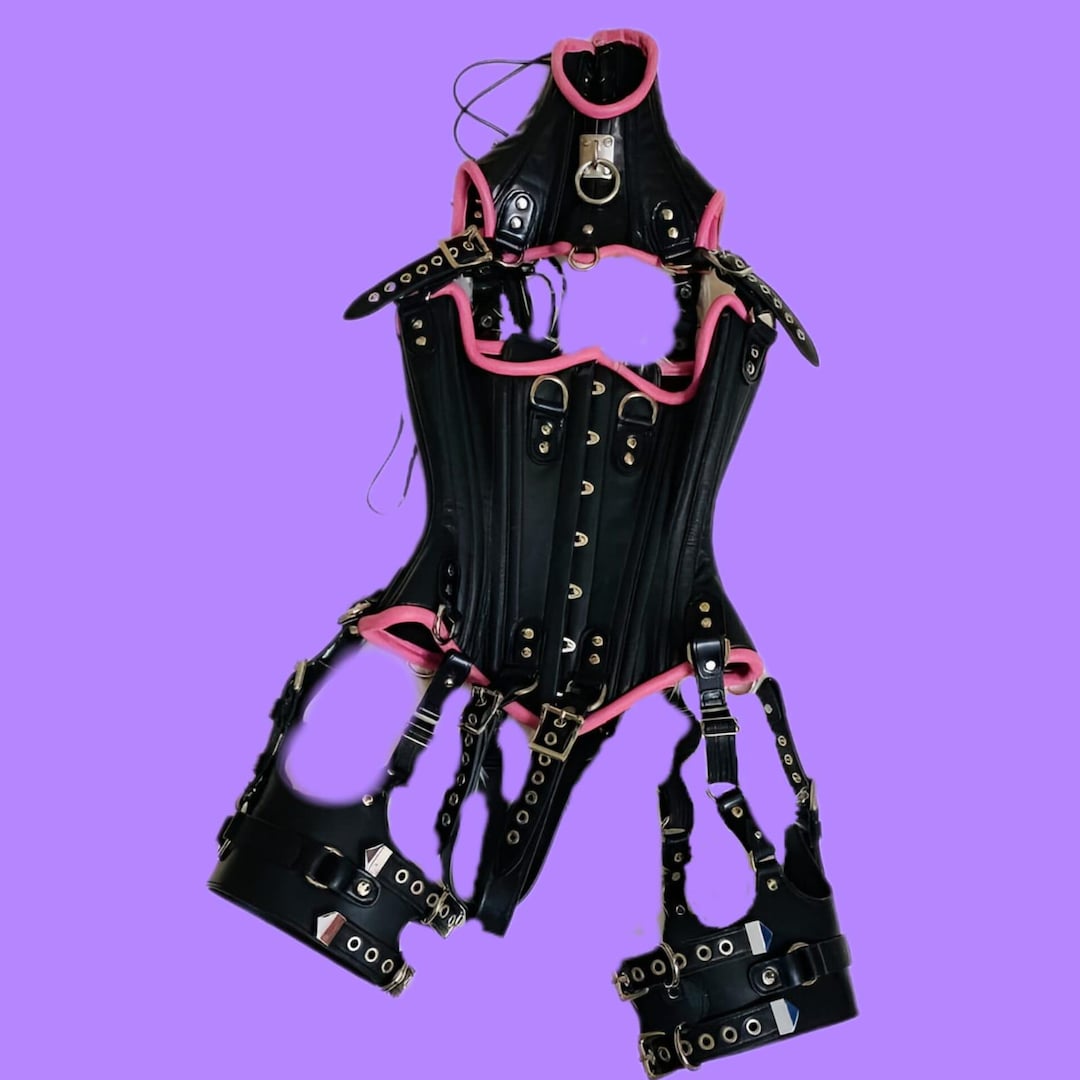 Ultra Gothic Leather Cage Corset Bodysuit – Full Strap Harness Armor ...