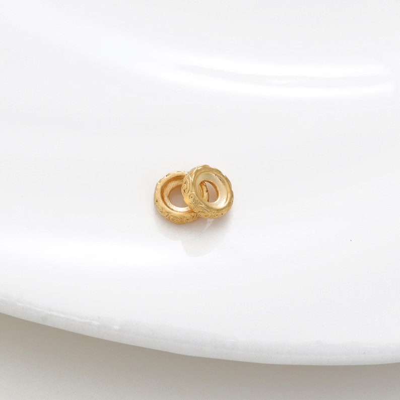14K Gold Plated Carved Spacer Beads | Donut Shape Metal Beads for DIY ...