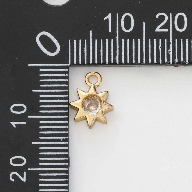 2pcs 18K Gold Plated Star Charms, CZ Inlaid Sunburst Pendants for ...