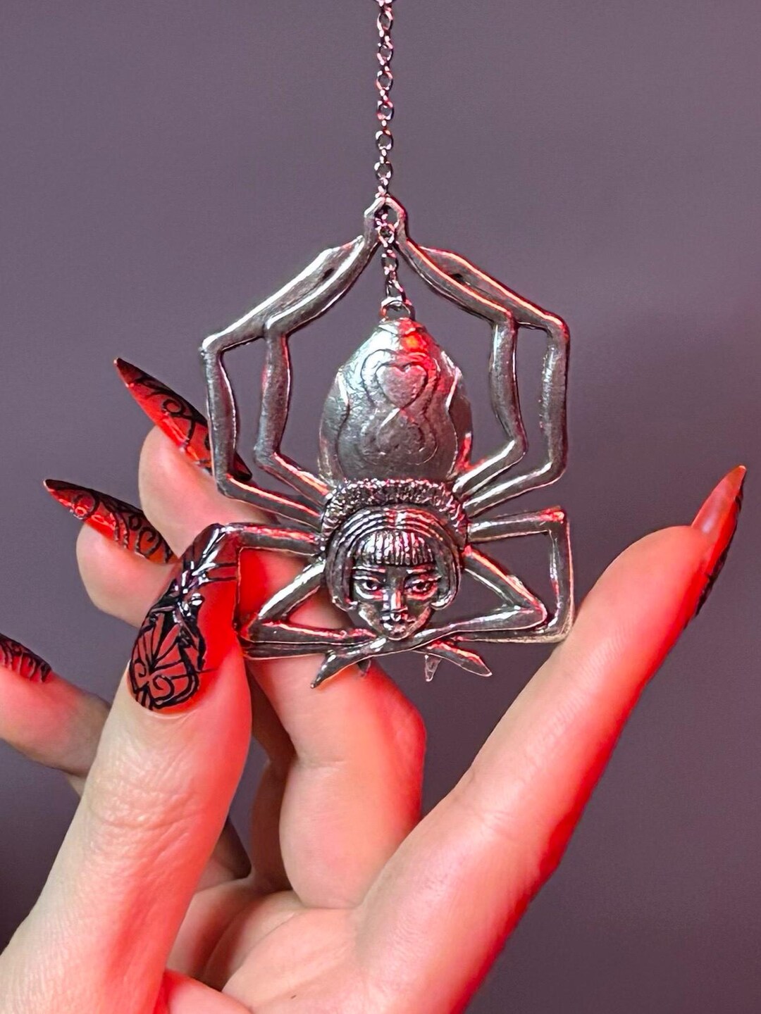 Spidora Necklace, Silver Plated Spider Woman Pendant - Etsy
