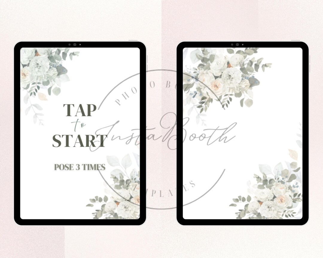 Wedding Tap to Start Screen | Floral Photo Booth Template for iPad ...