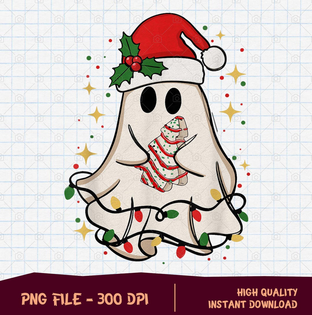 Merry Christmas Ghost Png, Cute Ghost With Santa Hat Sublimation ...