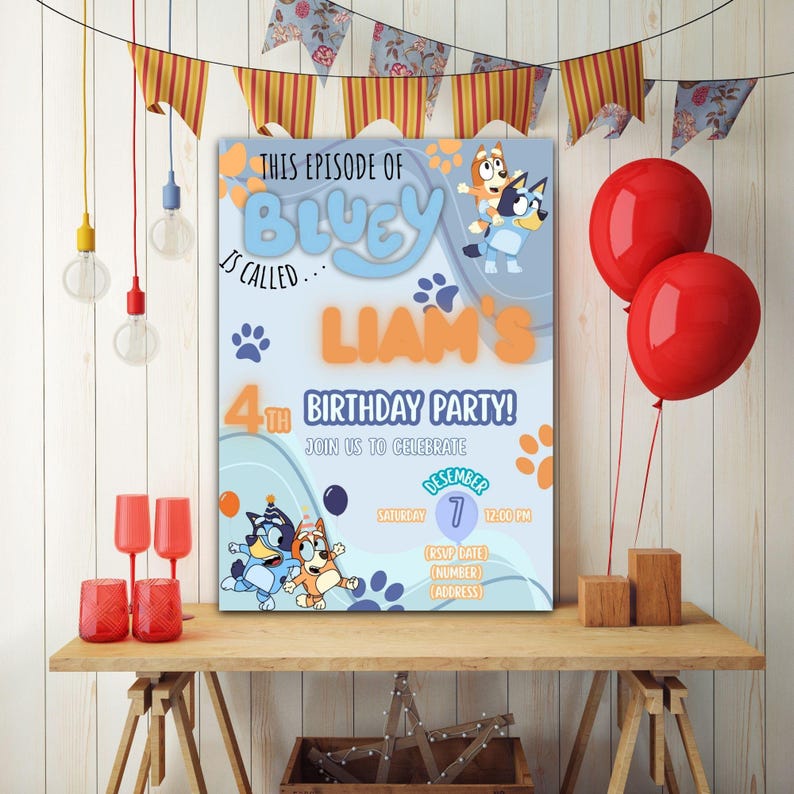 Editable Bluey Invite Boy's Birthday Instant Download Canva Template - Etsy