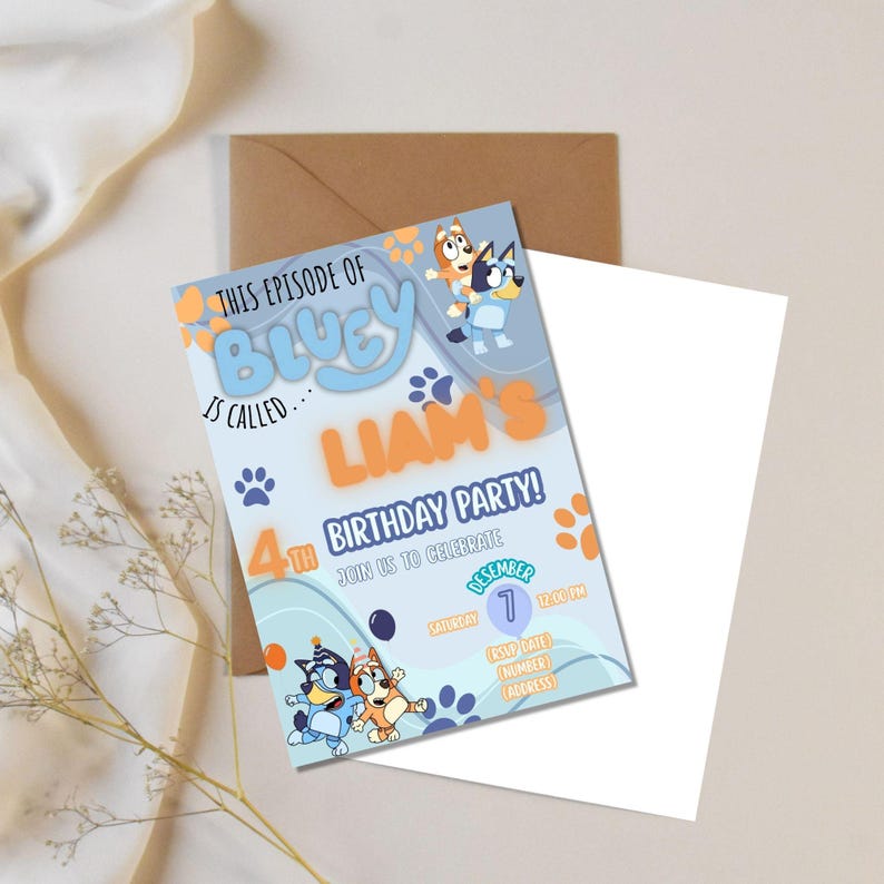 Editable Bluey Invite Boy's Birthday Instant Download Canva Template - Etsy