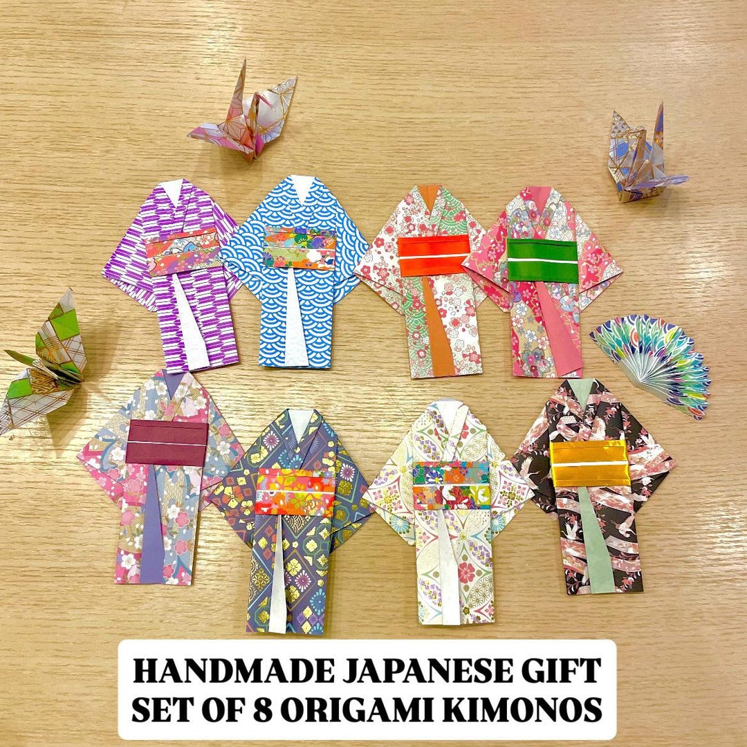 Japanese Origami Kimono Set – 8 Handmade Paper Kimonos | Traditional ...