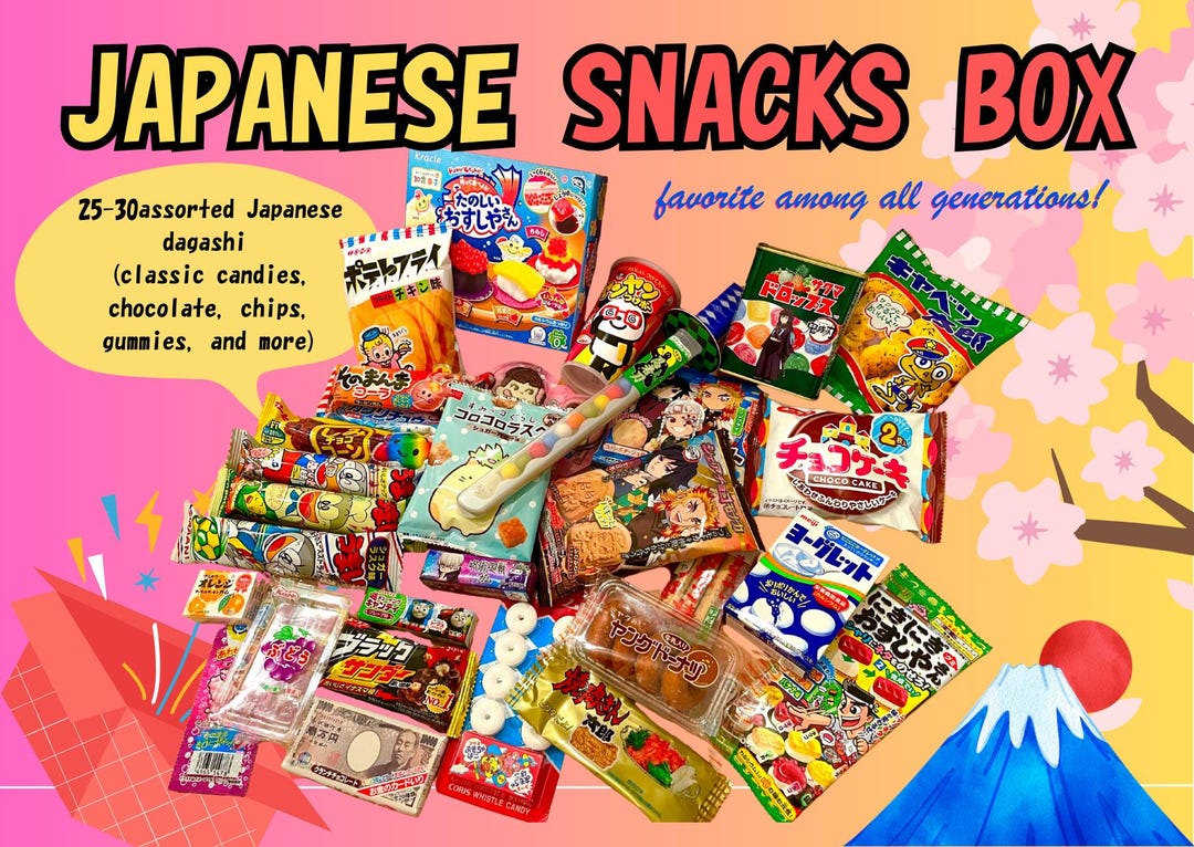 Japanese Snack Box – 25 to 30 Dagashi & Candy Assortment | Authentic ...