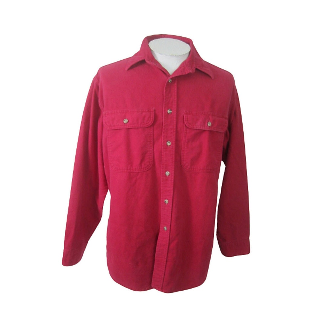 Fieldmaster Men Flannel Shirt Long Sleeve P2p 28 Slim XLT Red Vintage ...
