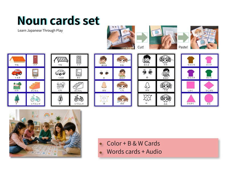 Japanese Noun Flashcards for Kids_ Printable Cards _ Coloring Cards and ...