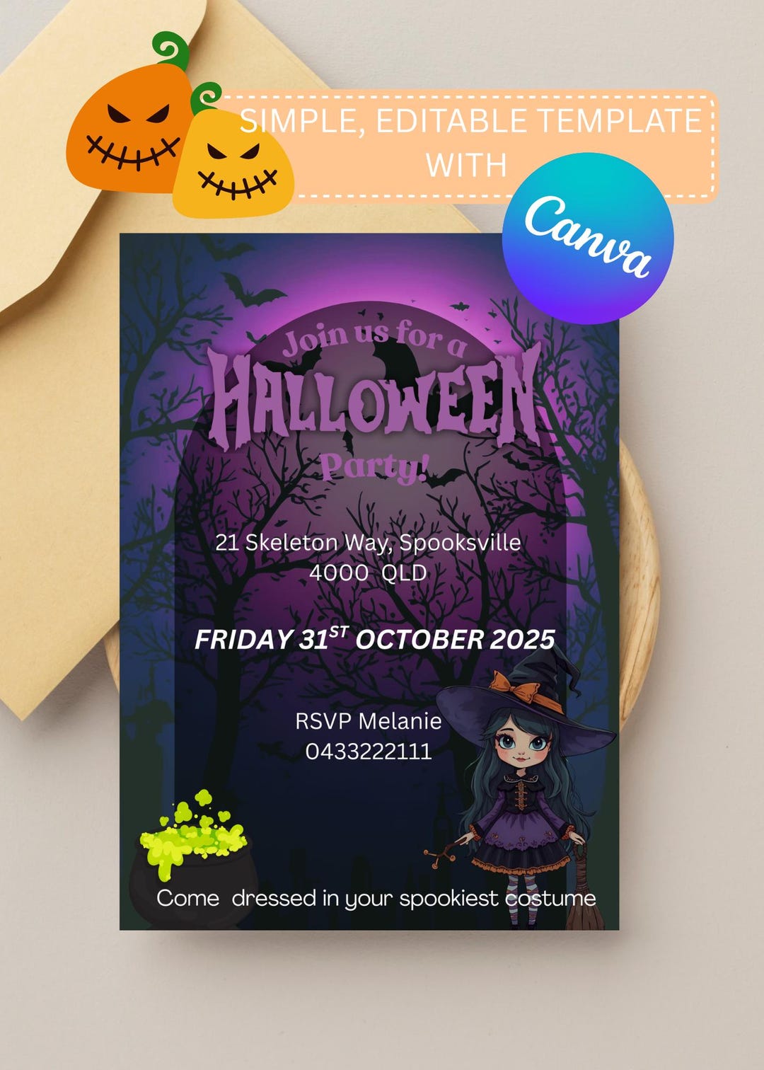 Editable Halloween Party Invitation Template - Etsy