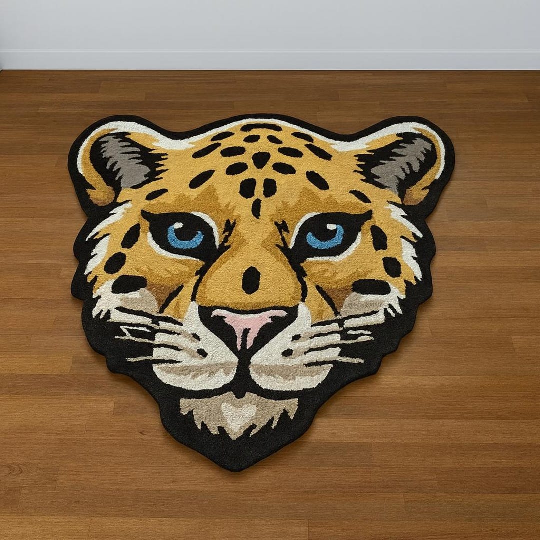 Hand-tufted Wool Leopard Rug, Sculpted Animal Head Decor - Etsy