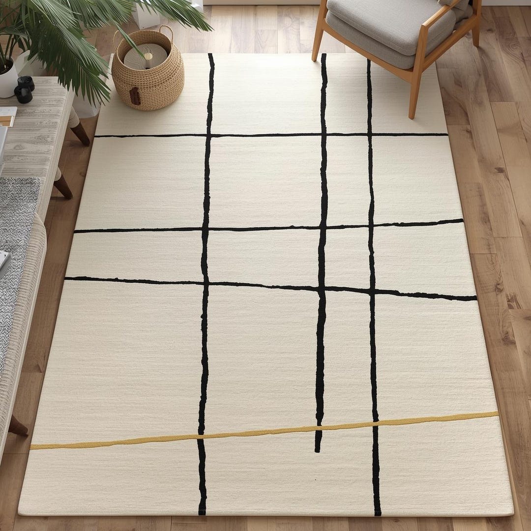 Scandinavian Modern Rug, Hand Tufted Area Minimalist Carpet, Neutral ...