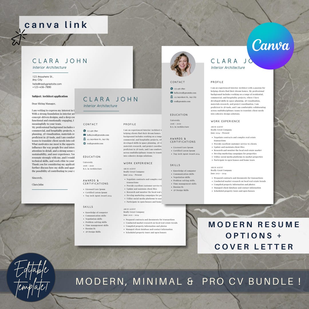 Ats-friendly Resume, Modern Resume Template With Cover Letter, Canva ...