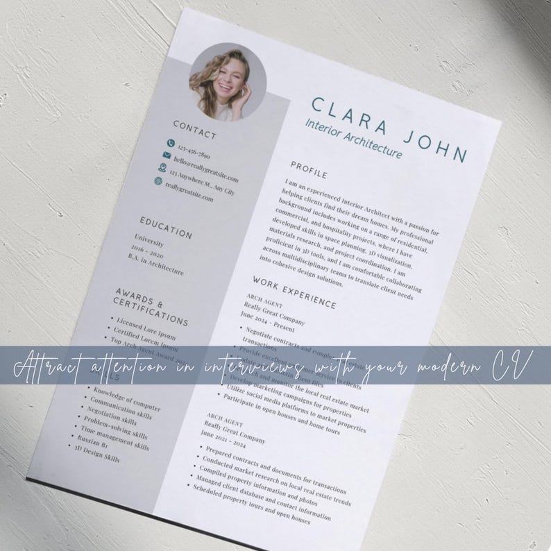 Ats-friendly Resume, Modern Resume Template With Cover Letter, Canva ...
