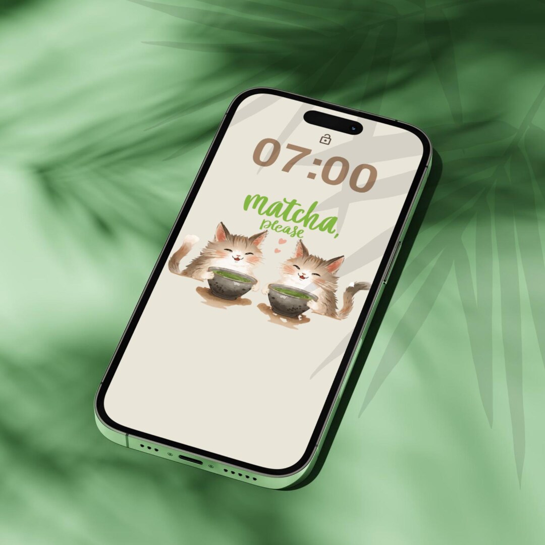 Cats & Matcha Wallpaper: Kawaii Cozy Designs (digital Download) - Etsy