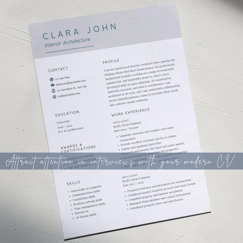 Ats-friendly Resume, Modern Resume Template With Cover Letter, Canva ...