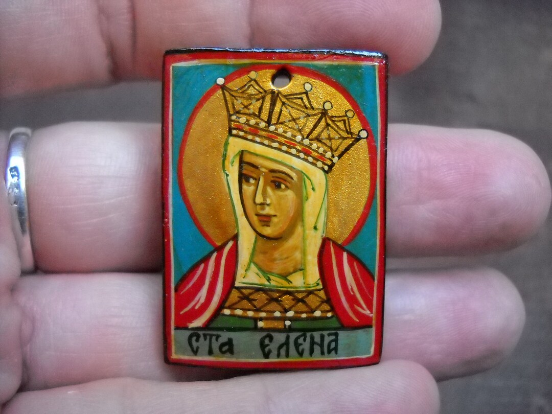 Miniature Icon of Saint Empress Helen- Hand Painted Byzantine Icon ...