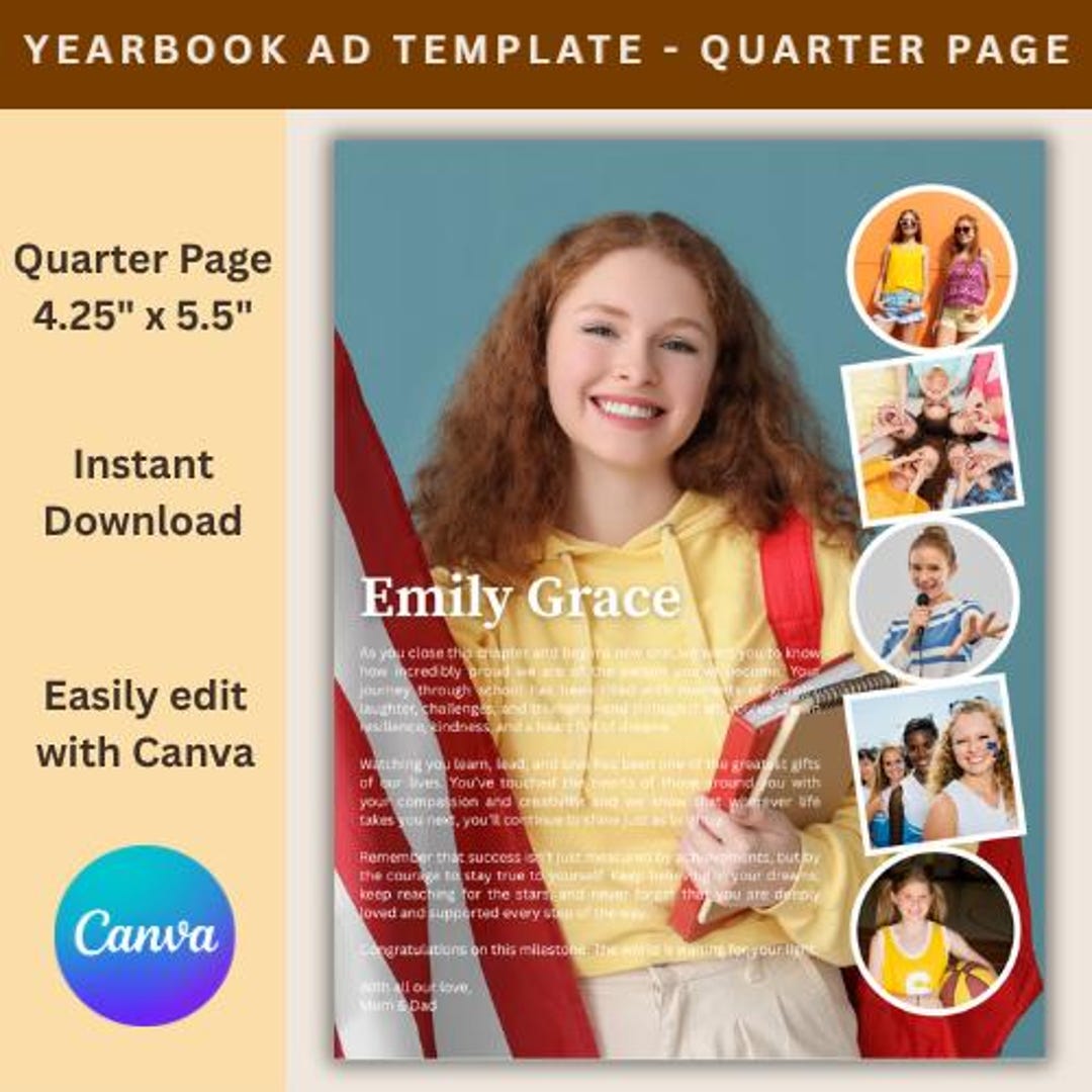 Editable Senior Yearbook Ad Template | Canva Tribute Page (digital ...