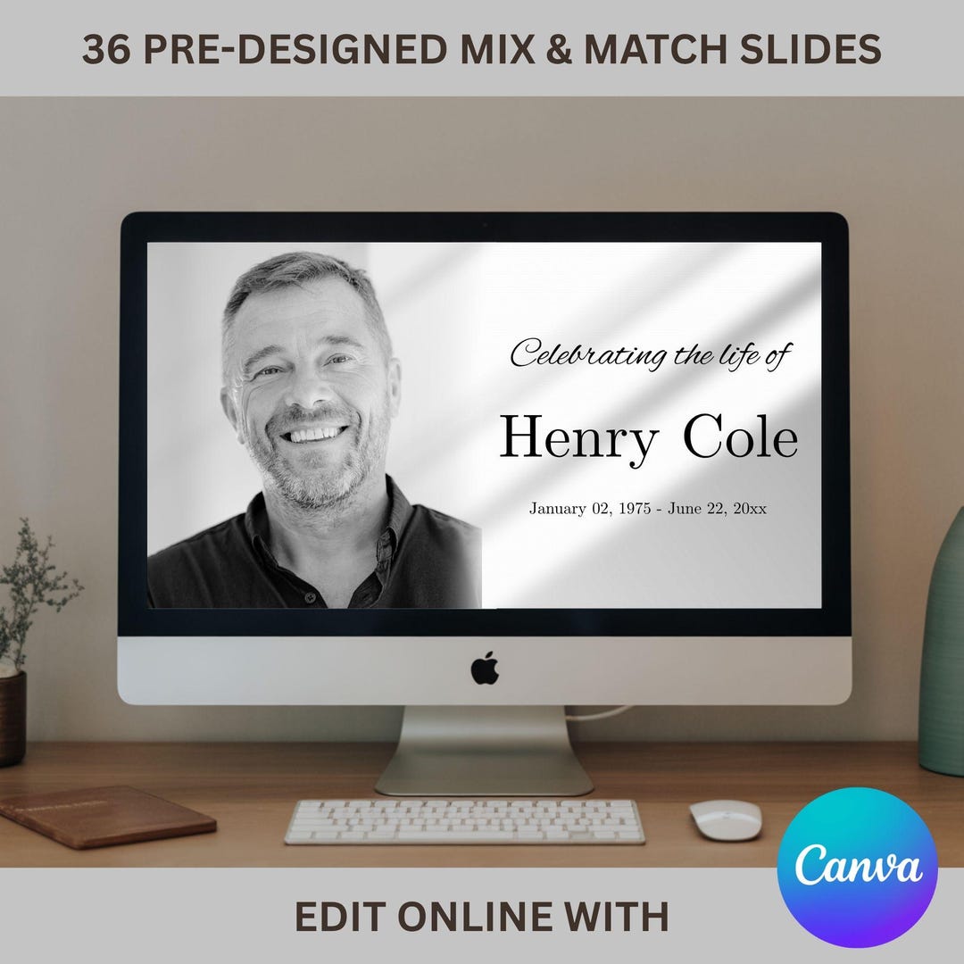 Celebration of Life Slideshow Template: Canva Memorial Video (instant ...