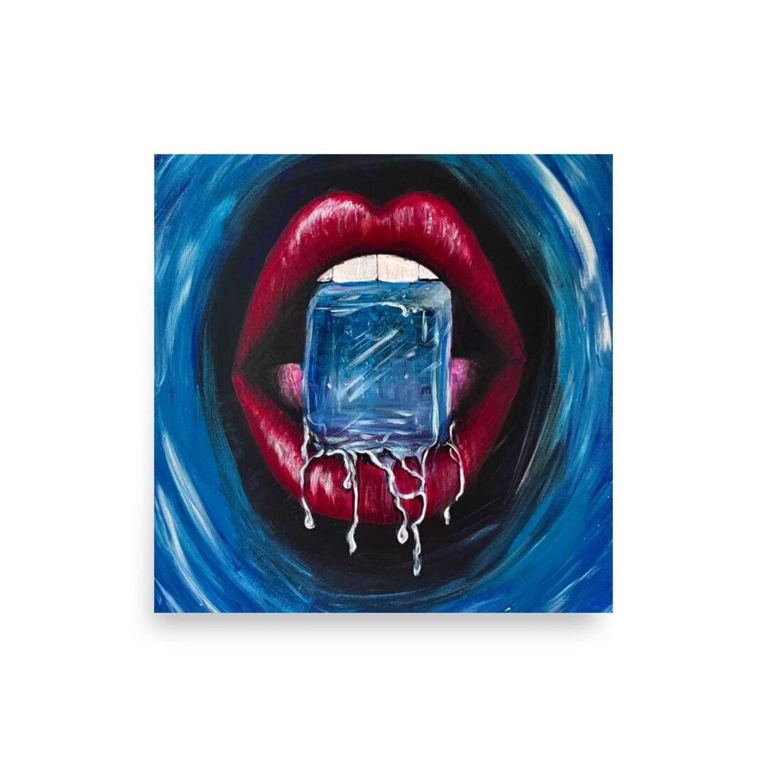 Surreal Rope Lips Art Print, Bold Surrealism Poster, Abstract Lips Wall ...