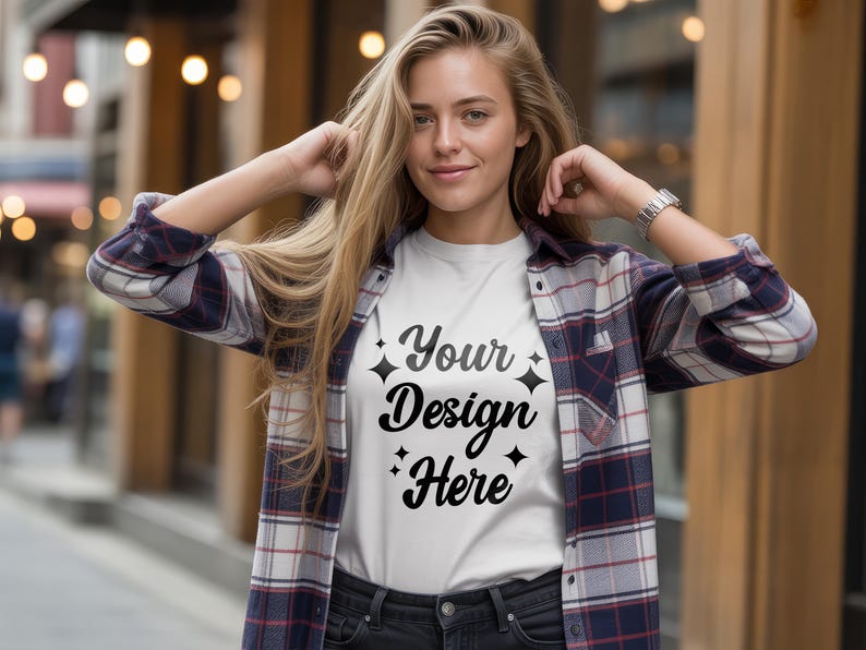 White T-shirt Mockup Bundle: Female Model, Clothing Mockup, PSD + High ...