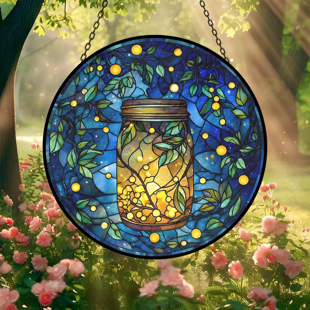 Dreamy Fireflies Sun Catcher, Stained Glass Sun Catcher, Boho Decor ...