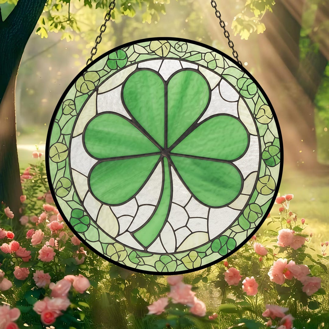 Lucky Four-leaf Clover Sun Catcher, Glass Sun Catcher, Good Luck Symbol ...
