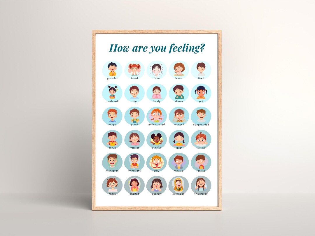 Kids Feelings Poster Printable Emotions Chart Classroom Decor Calming ...