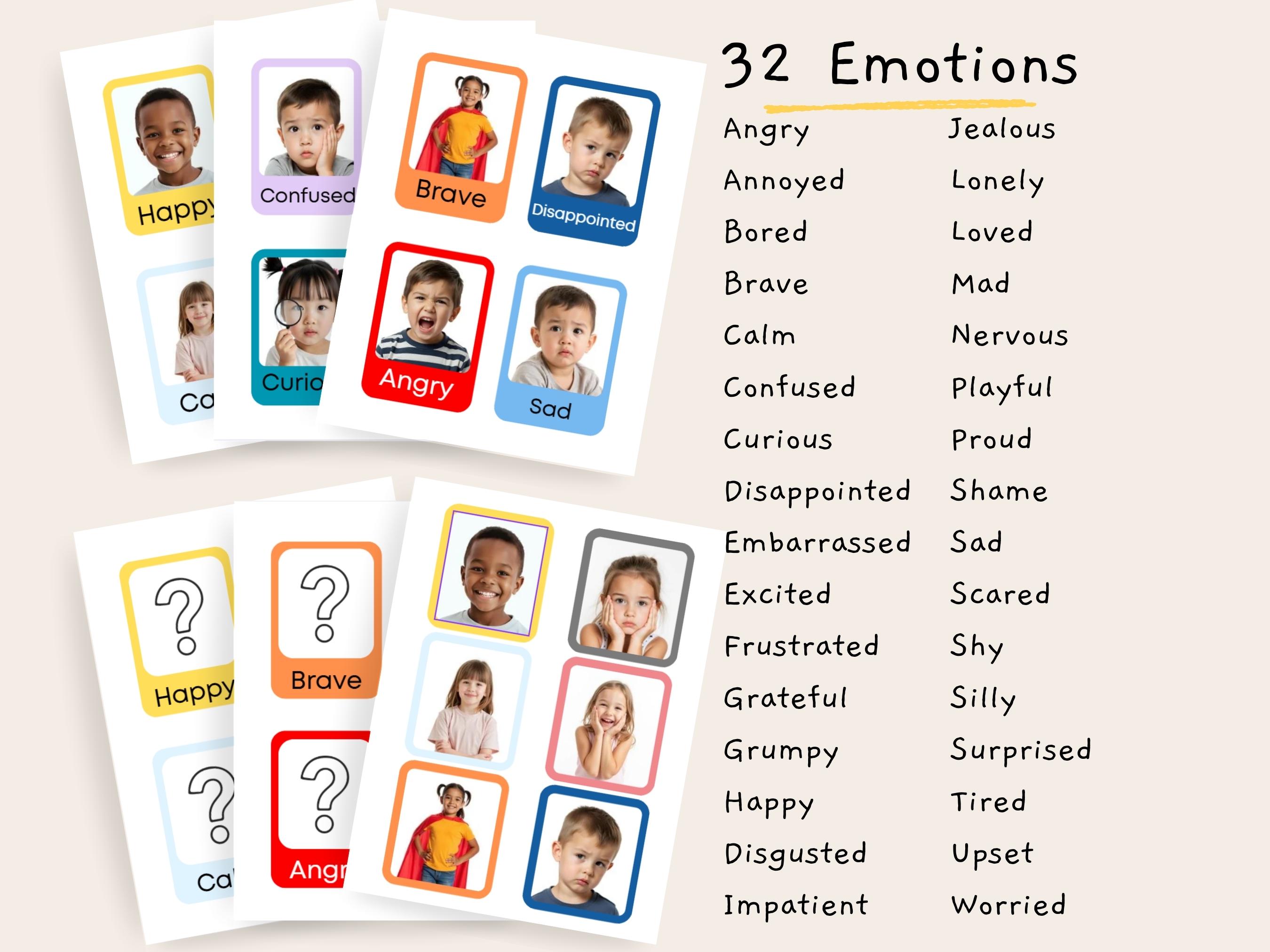 Realistic Feeling Cards Kids Emotion Regulation Matching Activity ...