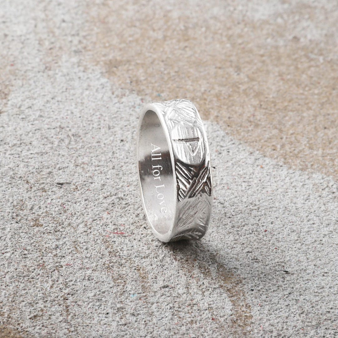 Custom Engraved Sterling Silver Futhark Script Viking Band Ring Name ...