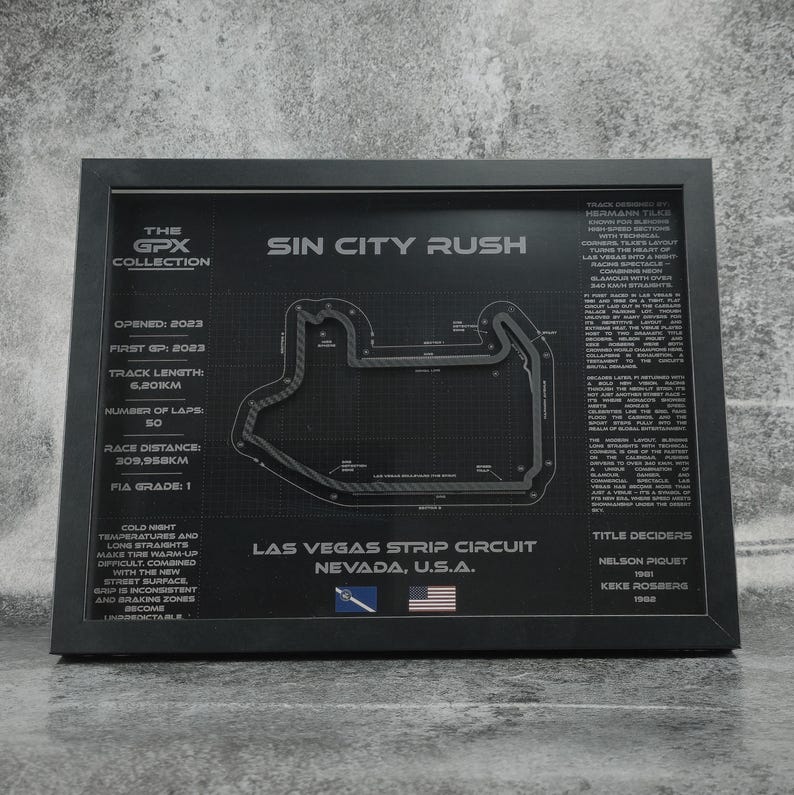 Las Vegas 3D Track Map Print – Vegas GP Formula 1 Circuit Poster – GPX ...