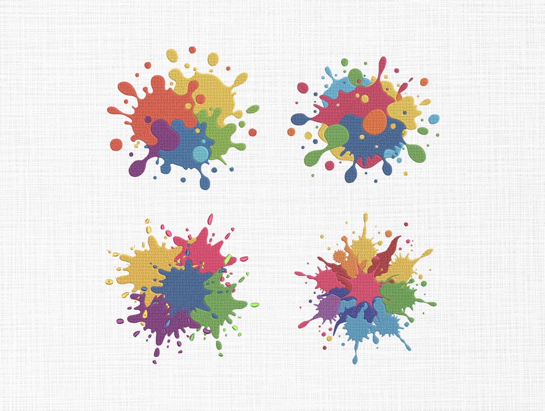 Paint Splash Embroidery Design: Colorful Art | 5 Sizes | Digital ...