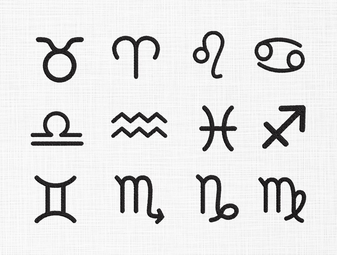 Zodiac Signs Embroidery Design | Astrology Machine Embroidery Files | 7 ...