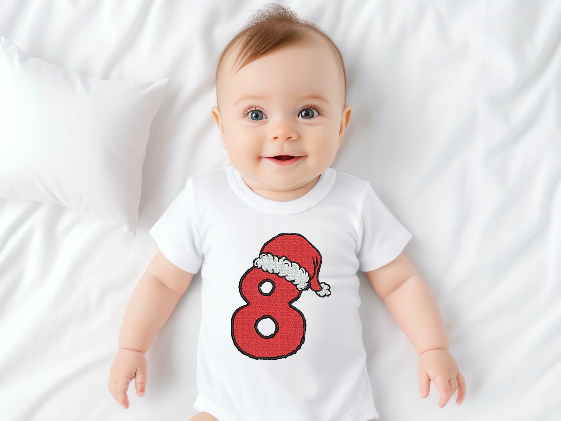 Christmas Santa Hat Numbers Embroidery Design - Christmas 0-9 Numbers ...