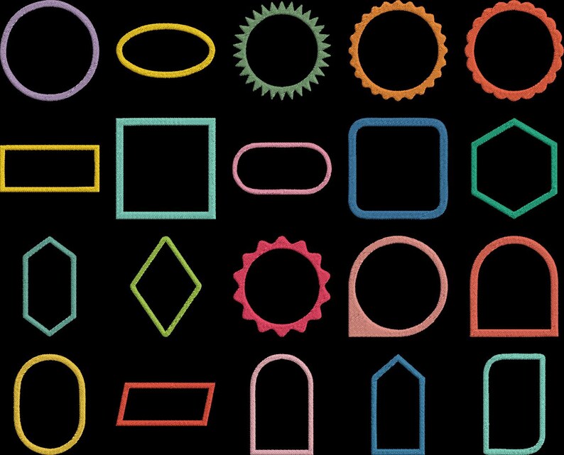 Set of Frames Embroidery Design | Satin Stitch Border Shapes | Border ...