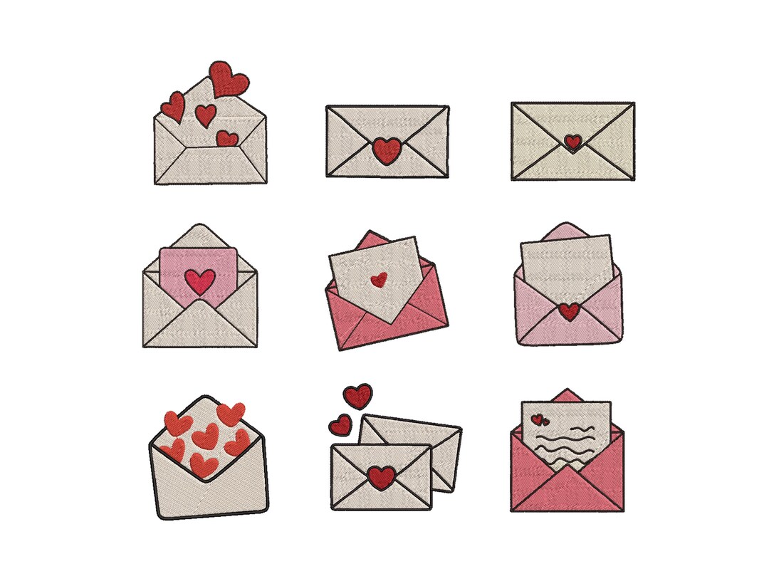 Love Letter Envelope Embroidery Design: Romantic Mail Envelope Machine ...