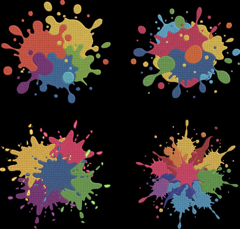 Paint Splash Embroidery Design: Colorful Art | 5 Sizes | Digital ...