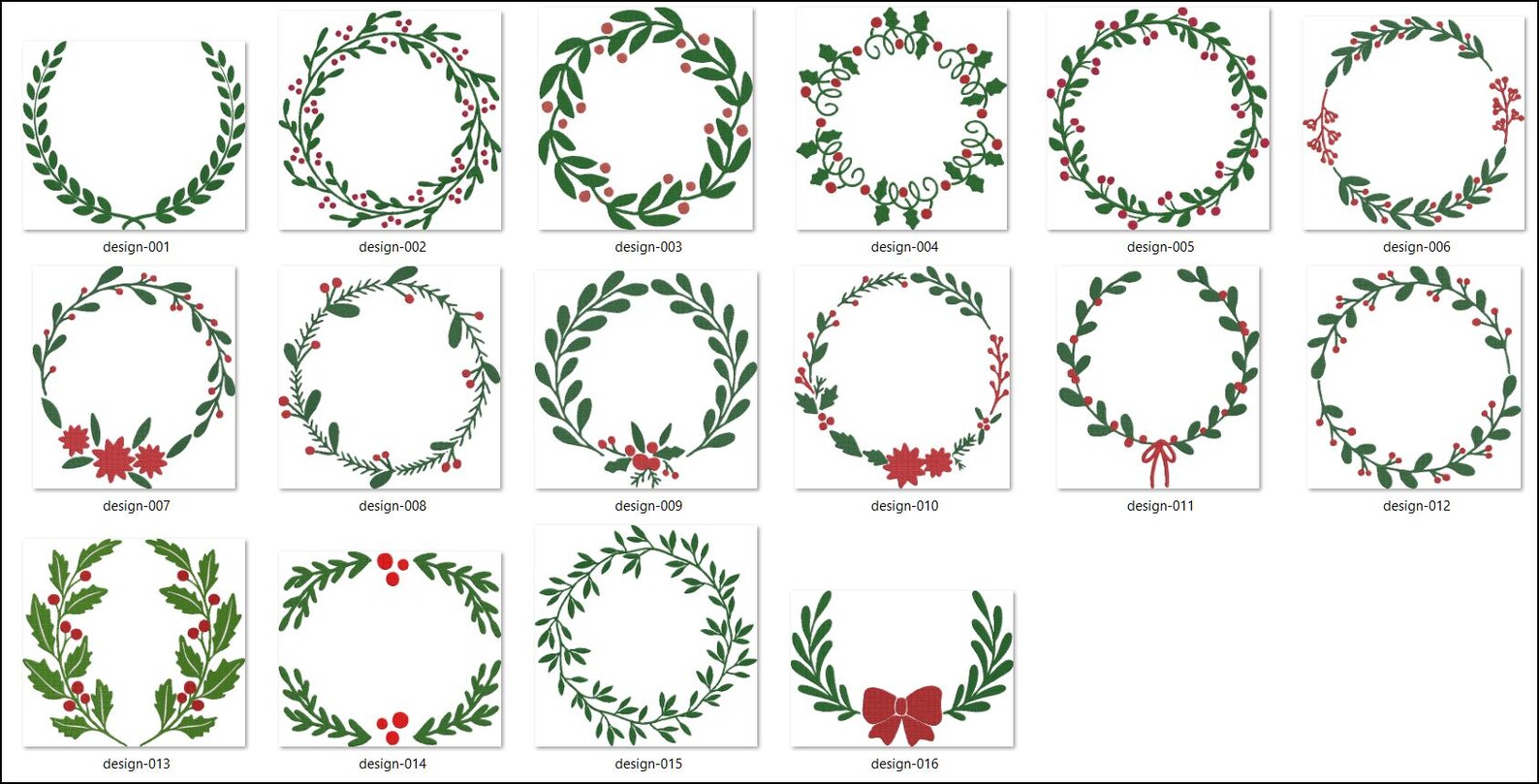 Holly Wreath Embroidery Set – Christmas Wreath Machine Embroidery ...