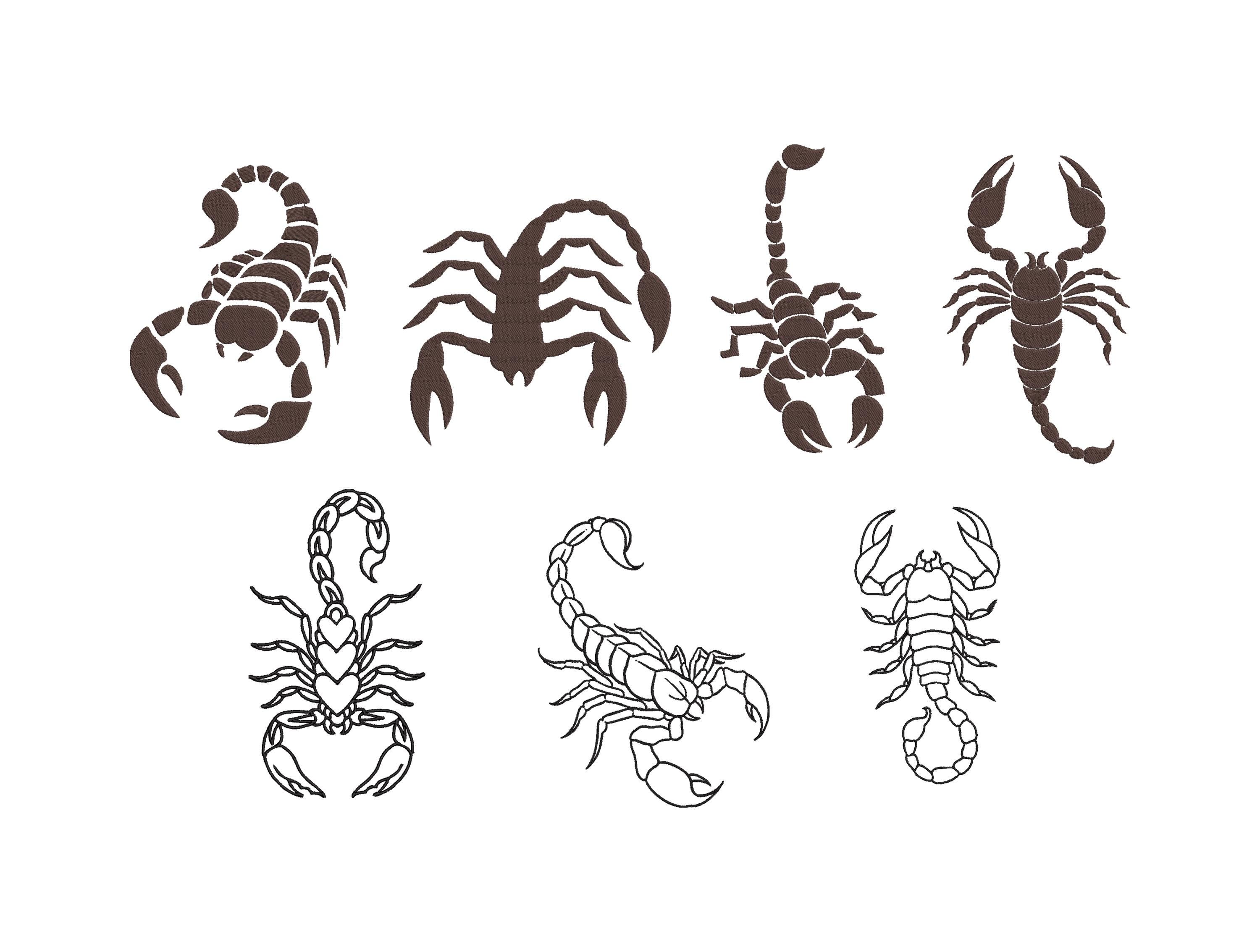Scorpion Line Art Embroidery Set: Scorpion Machine Embroidery ...