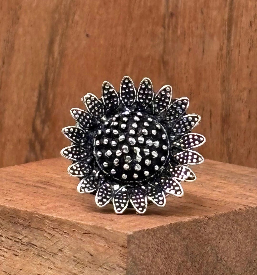 925 sterling Silver Sunflower Statement Ring, Handcrafted Ring, Gift ...